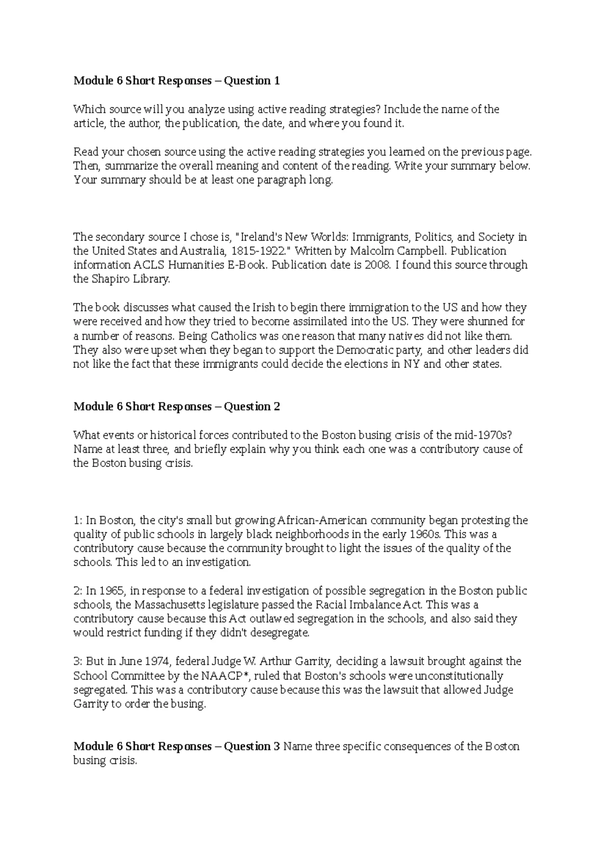 HIS 200 - Module 3 Short Responses - Module 3 Short Responses ...