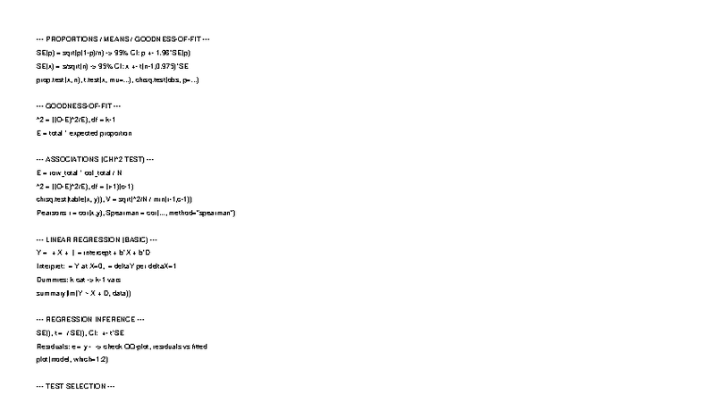 Inferential Statistics Cheat Sheet: Key Tests & Formulas - Studeersnel