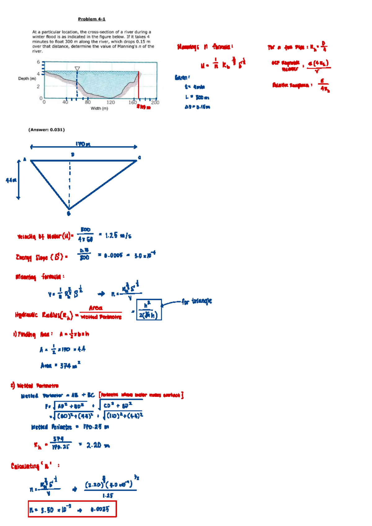 Hydraulics Module 4: Manning's Formula and Water Velocity Calculations - Studocu