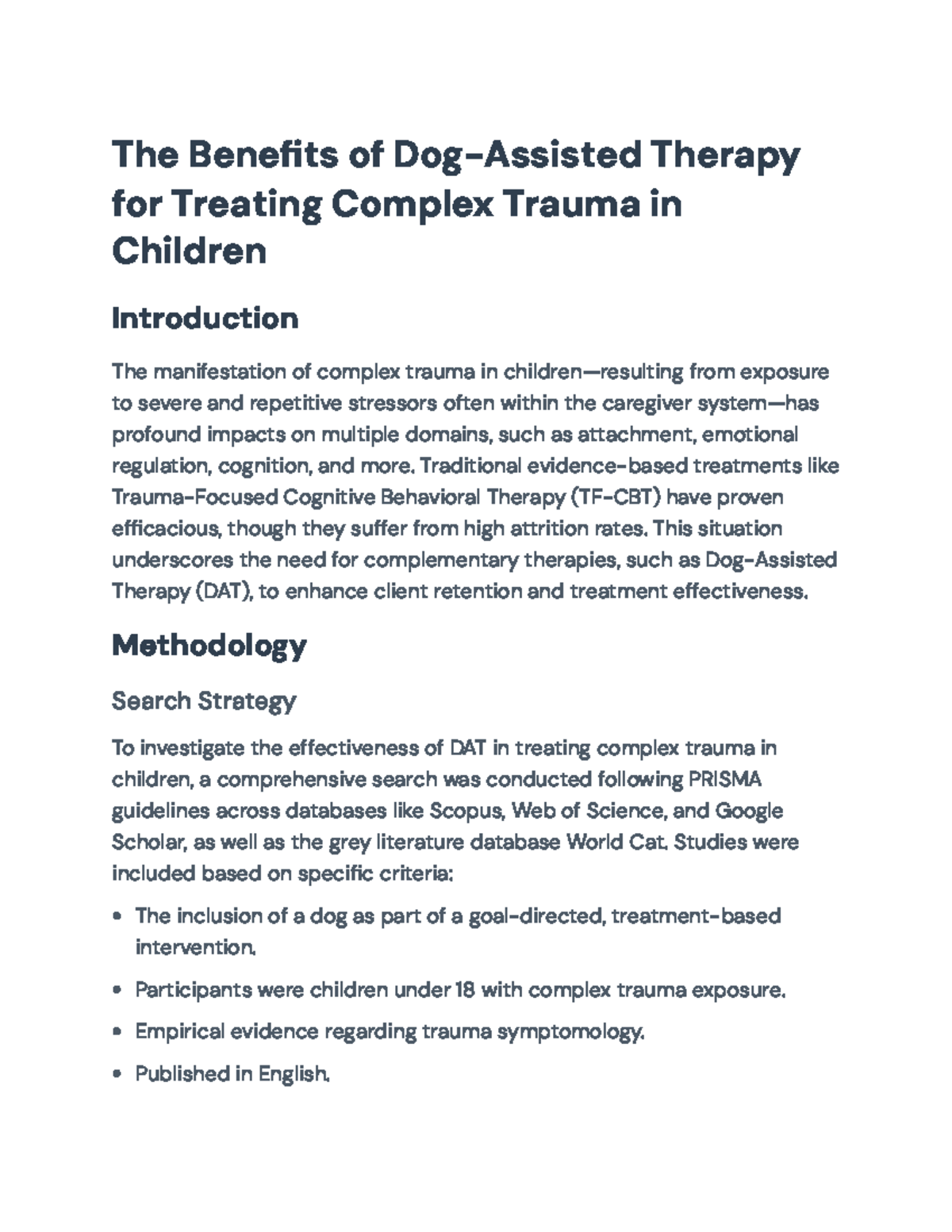 Benefits of Dog-Assisted Therapy (DAT) for Complex Trauma in Children ...