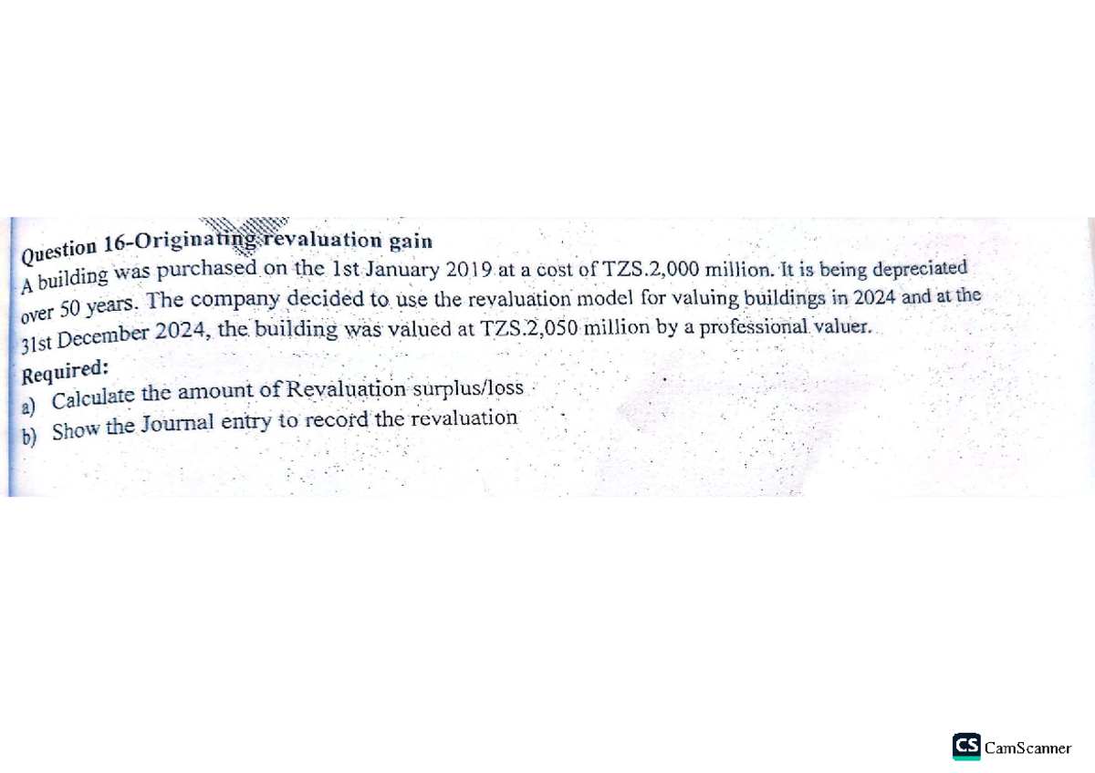 Revaluation of PPE: Journal Entry & Gain Calculation - Studocu