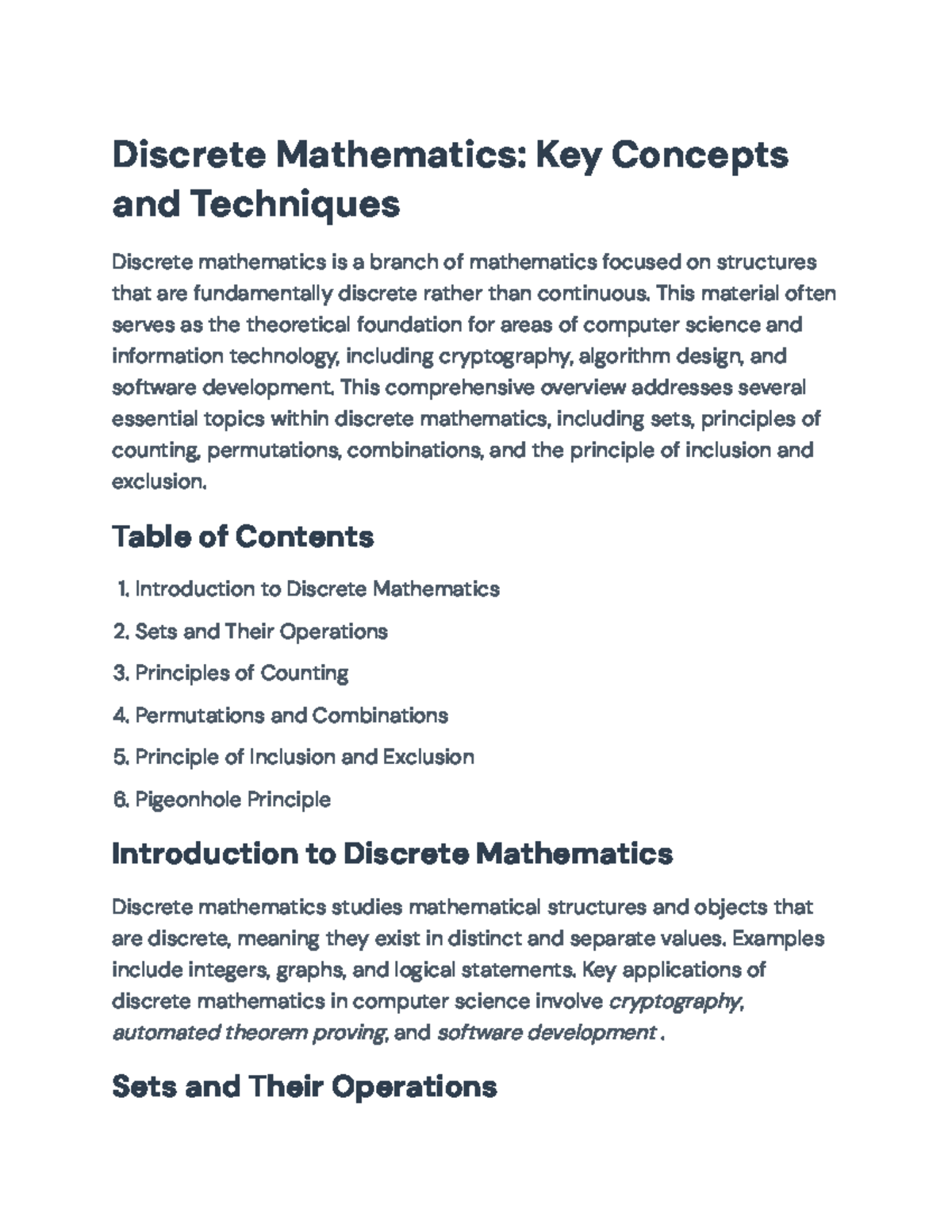 Discrete Mathematics Final Exam Review: Key Concepts & Techniques - Discrete Mathematics: Key ...