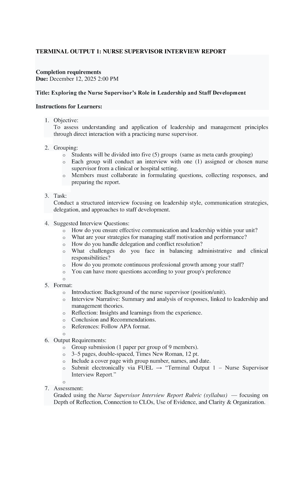 NUR 401: Nurse Supervisor Interview Report & Leadership Insights - Studocu