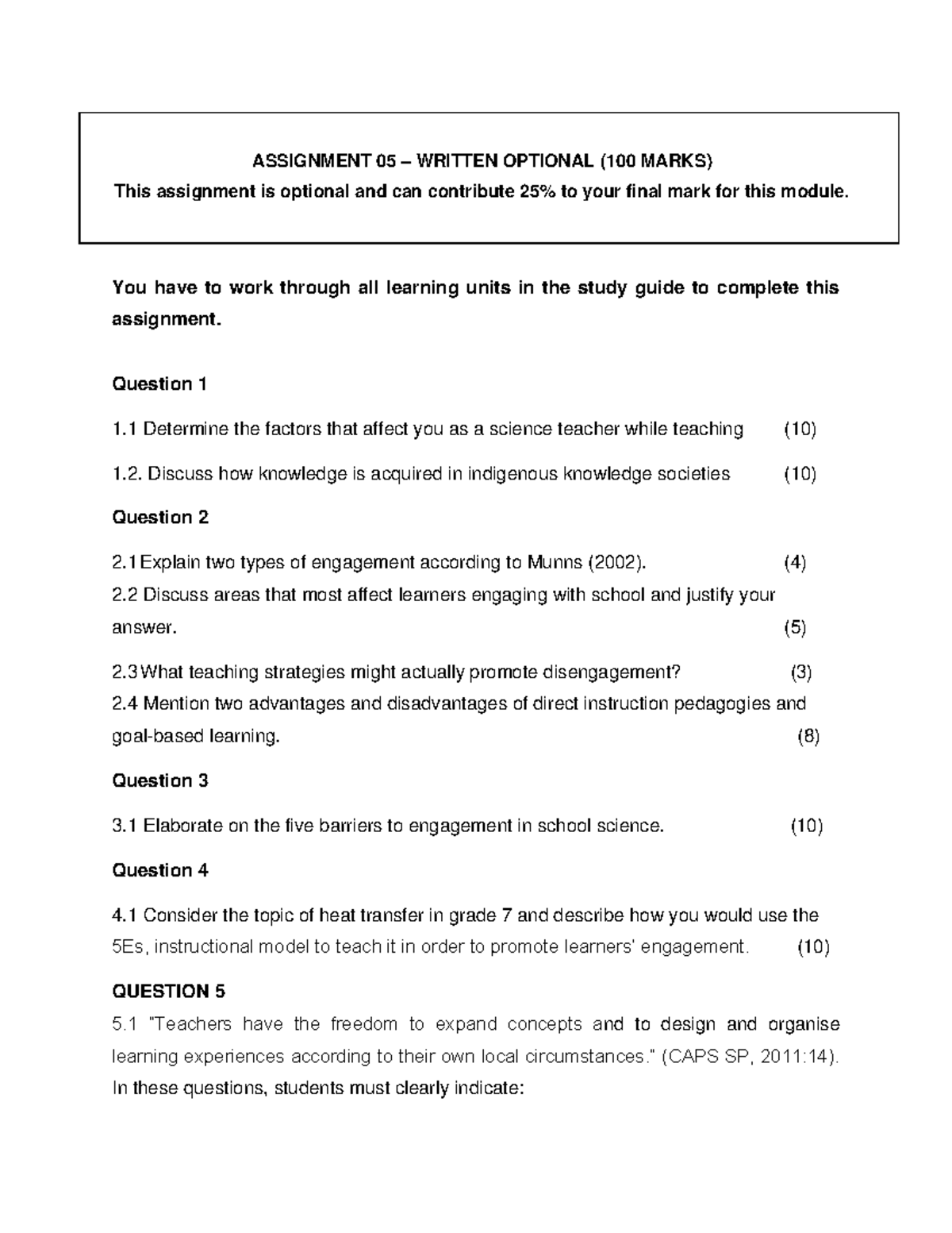 TMS3728 Assignment 5: Exploring Learner Autonomy in Science Teaching ...