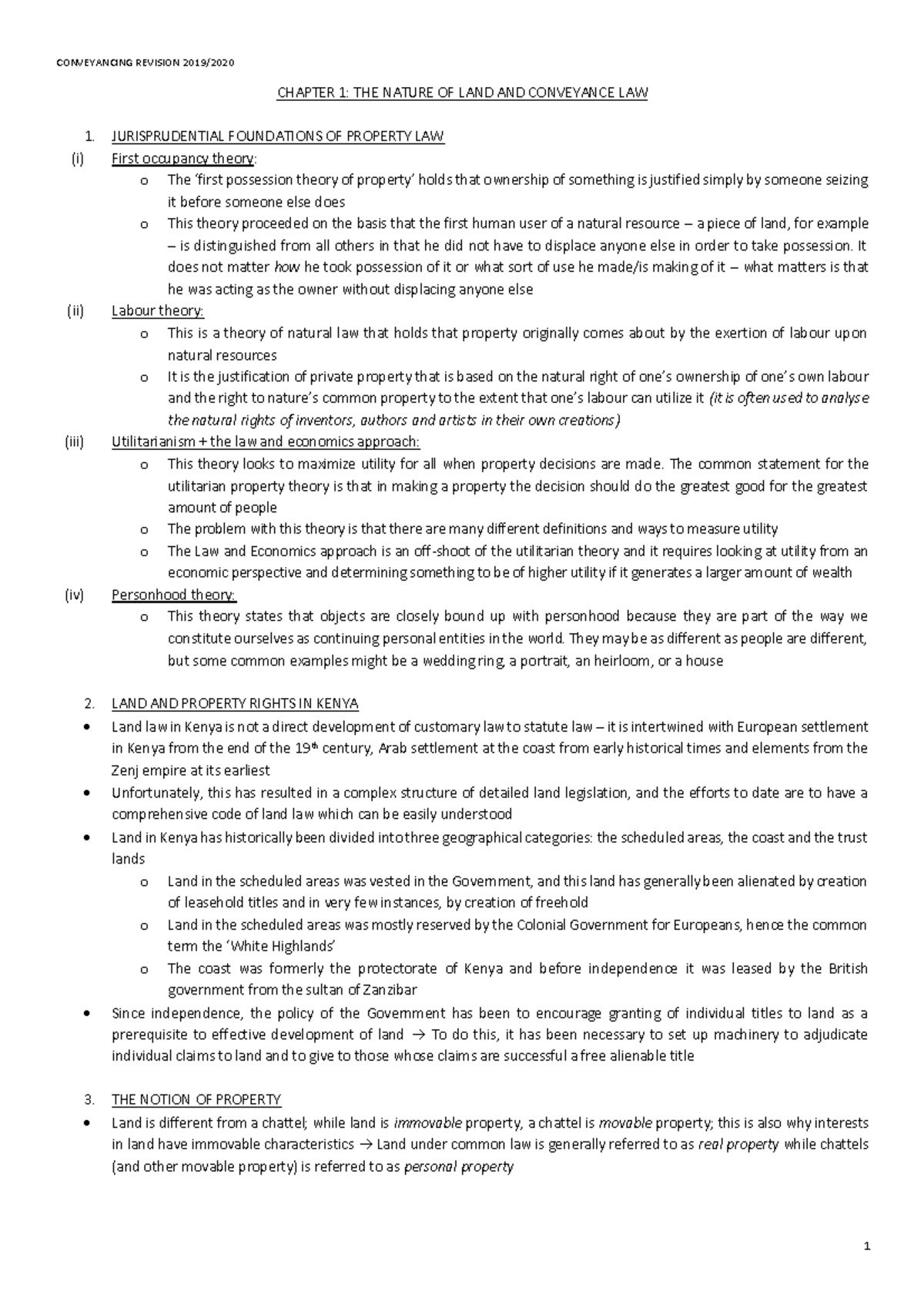 Conveyancing - ATP Revision - CHAPTER 1: THE NATURE OF LAND AND ...