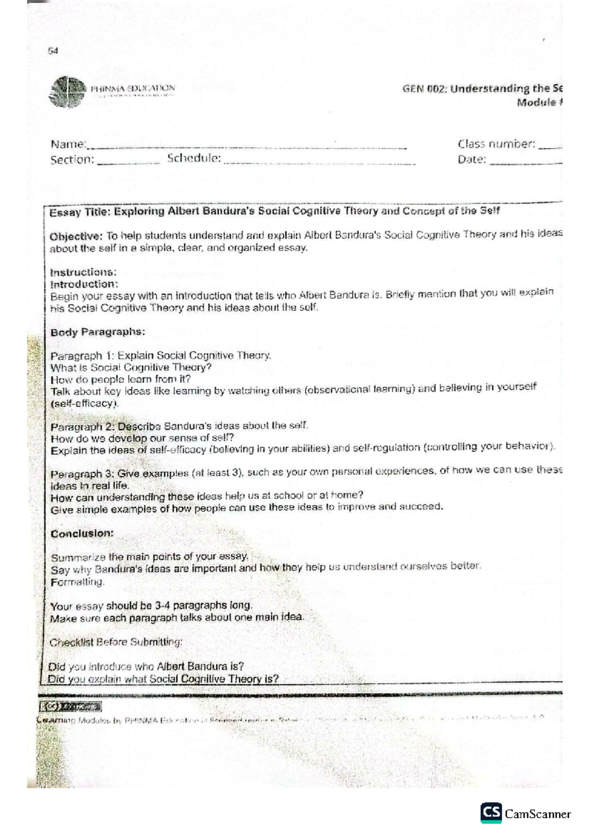 54 PHINMA EDUCATION GEN 002: Exploring Bandura's Social Cognitive ...