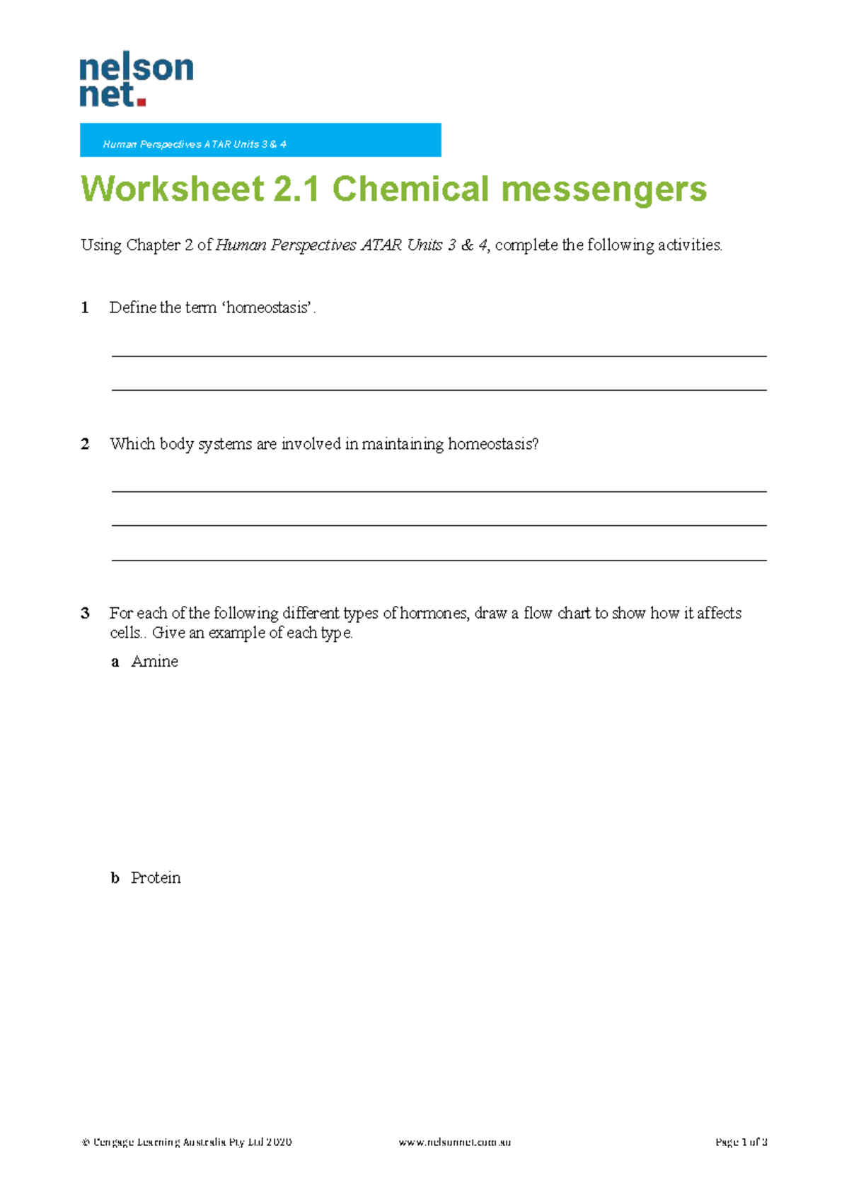 Human Biology Chapter 2 worksheet - Human Perspectives ATAR Units 3 & 4 ...