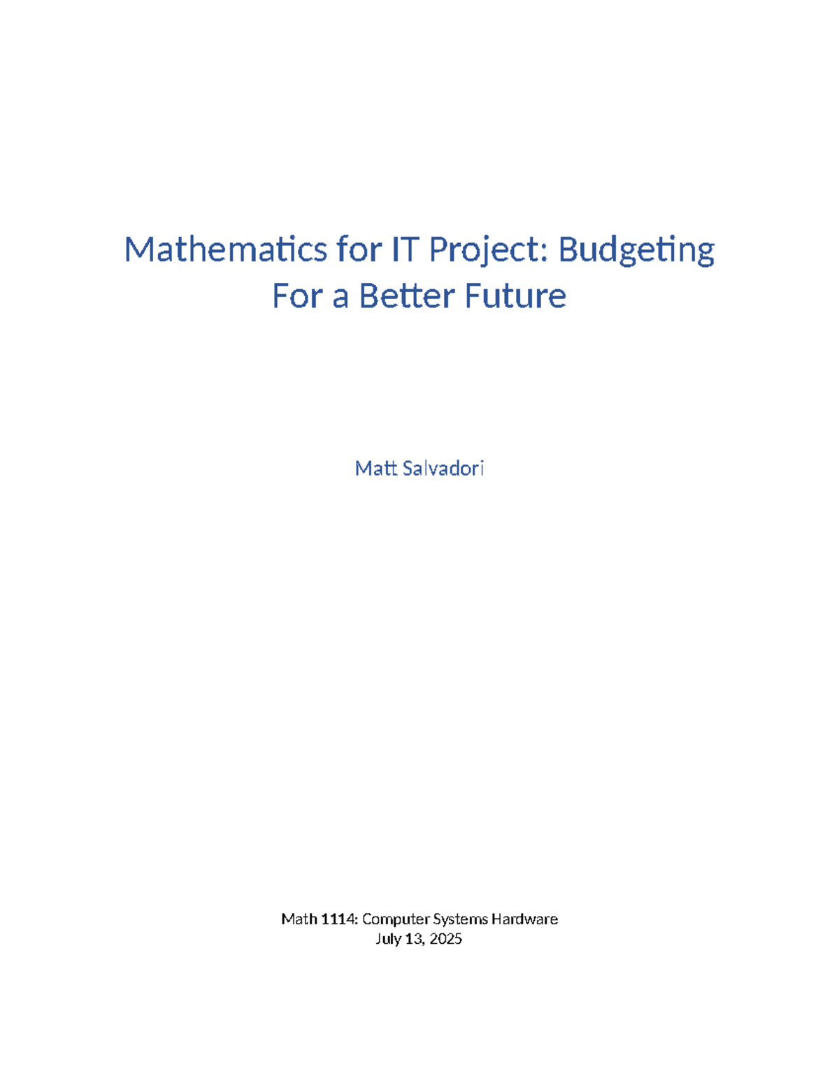 MATH P1: Budgeting for Your Future - Project Outline & Discussion - Studocu