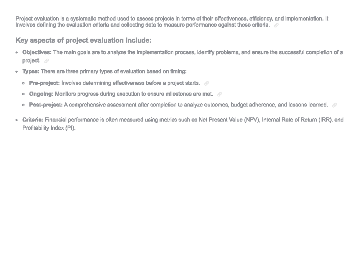 Pp4 - Project Evaluation: Methods, Types, and Criteria Analysis - Studocu