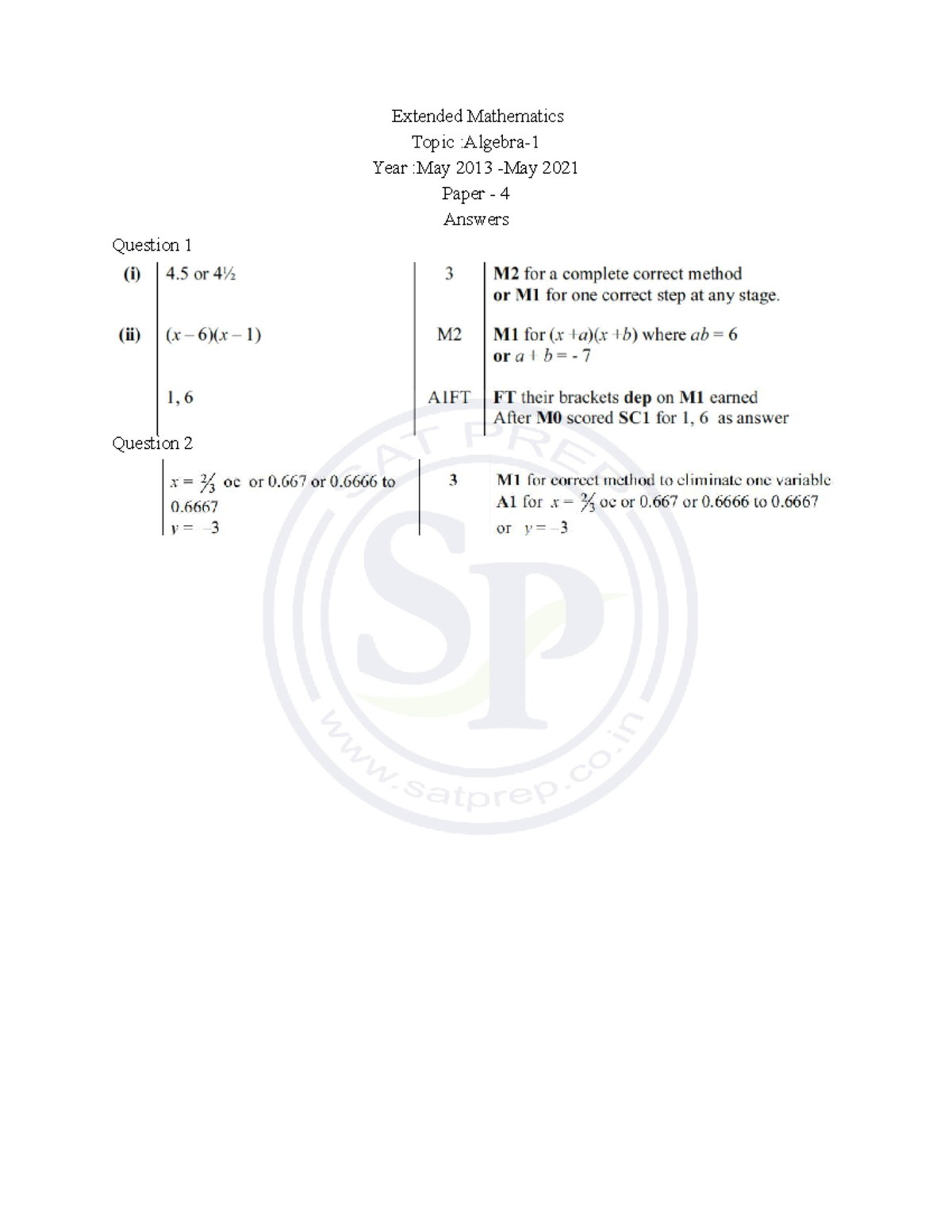 Igcse Extended Math P4 May 2013 Answers for Selected Questions - Studocu