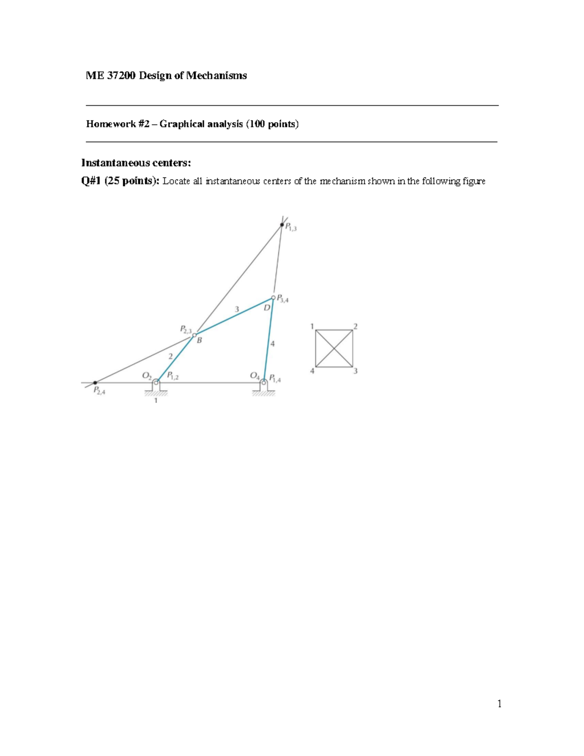 ME 37200 Homework 2 solution - ME 37200 Design of Mechanisms Homework ...