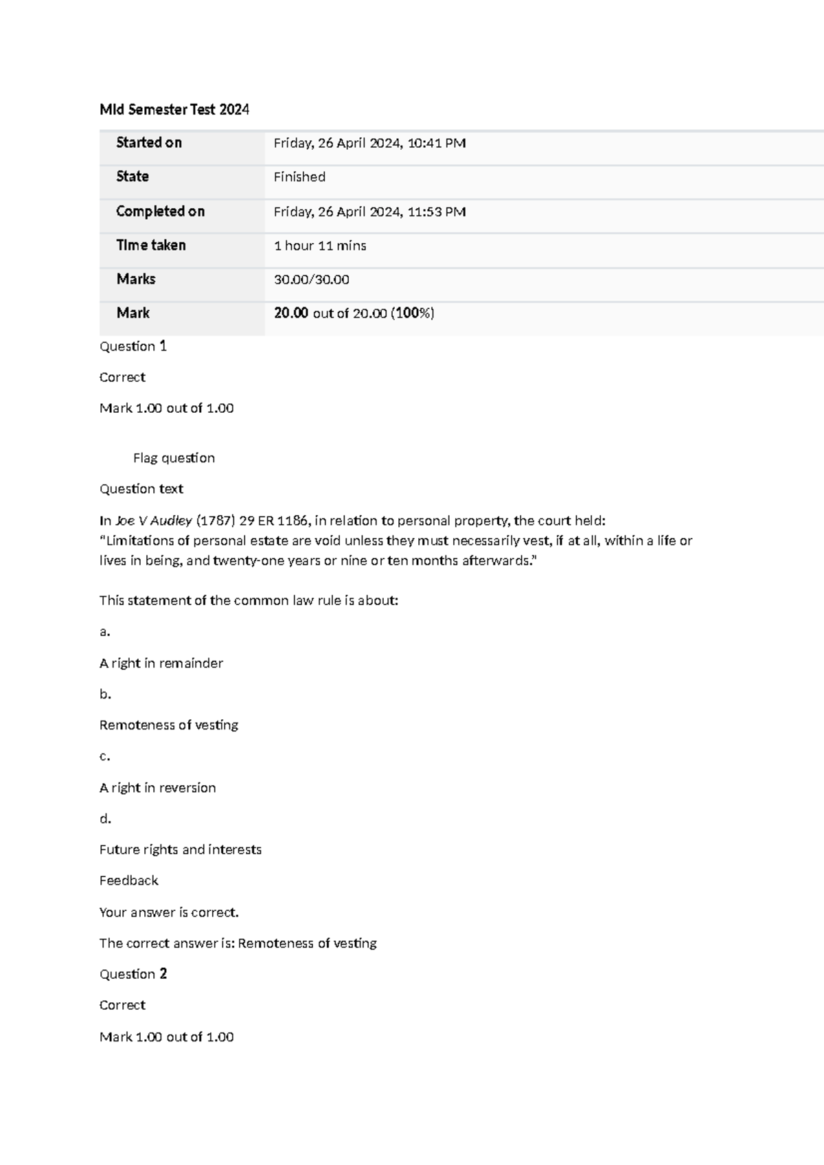 LW300 MST & QUIZ - Revision Questions for Mid-Semester Test 2024 - Studocu