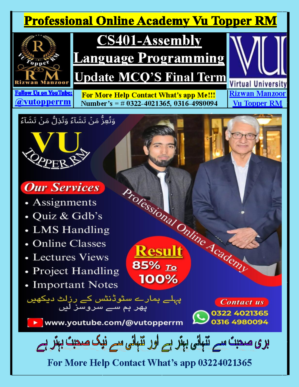 CS401 Final Term MCQs on Assembly Language Programming by Vu Topper RM ...