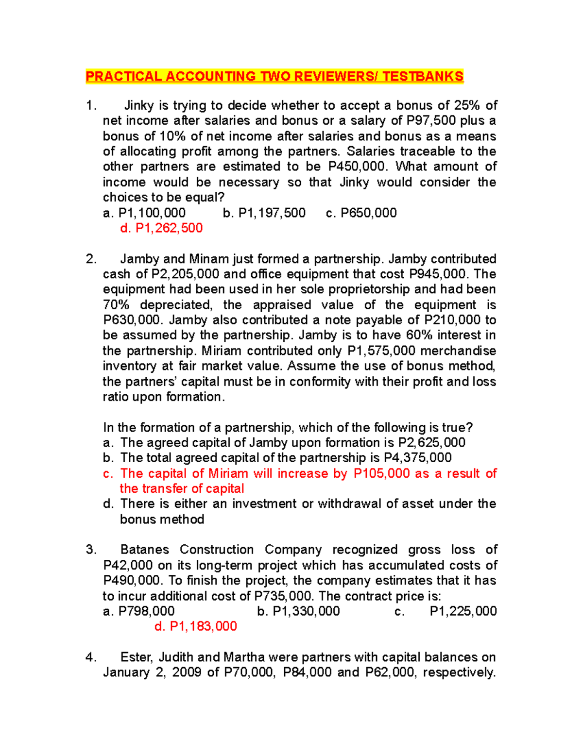 Practical Accounting II: Sample Exam 3 (July 2015) with Answers - Studocu
