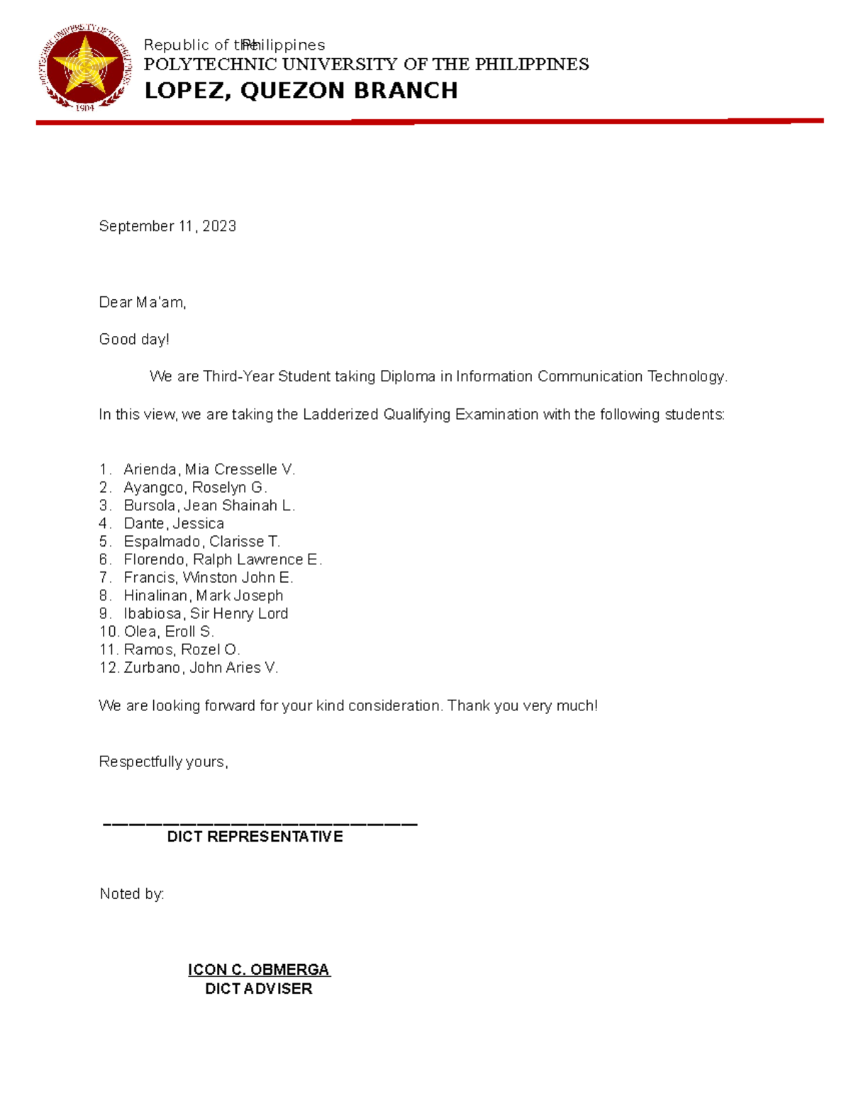 Ladderized Qualifying Exam Reviewers - DICT Students List - Studocu