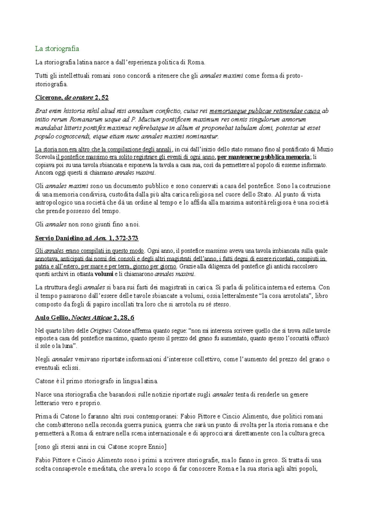 La storiografia latina: Tito Livio e gli annales maximi - Studocu