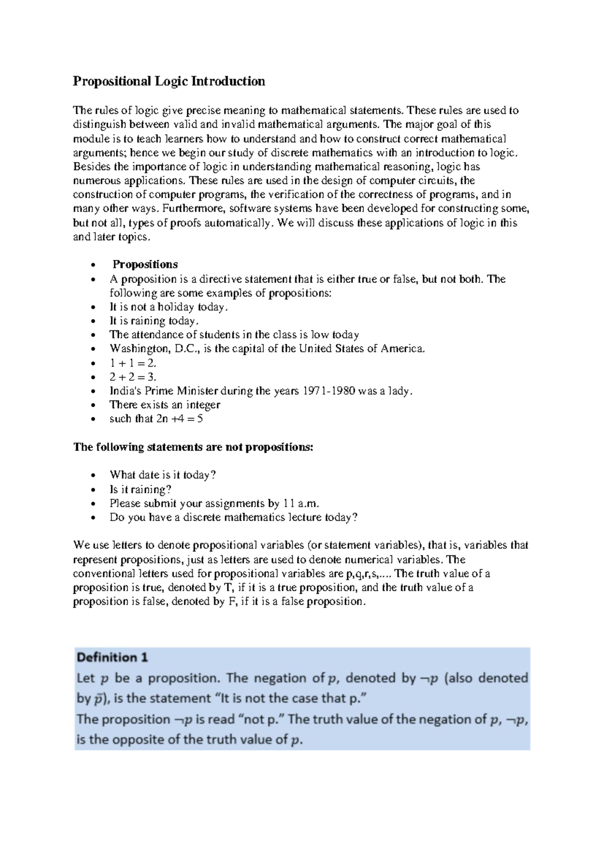 CS2 - Foundations of Logic & Proofs: Propositional Logic Overview - Studocu