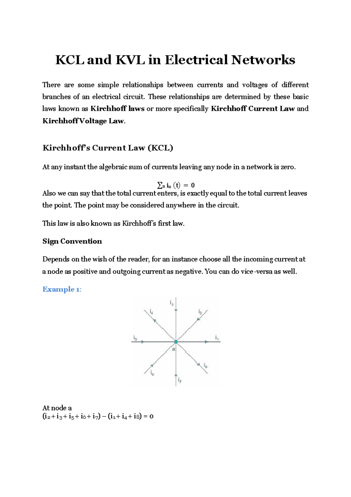 KCL & KVL in Electrical Networks: Understanding Circuit Laws - Studocu