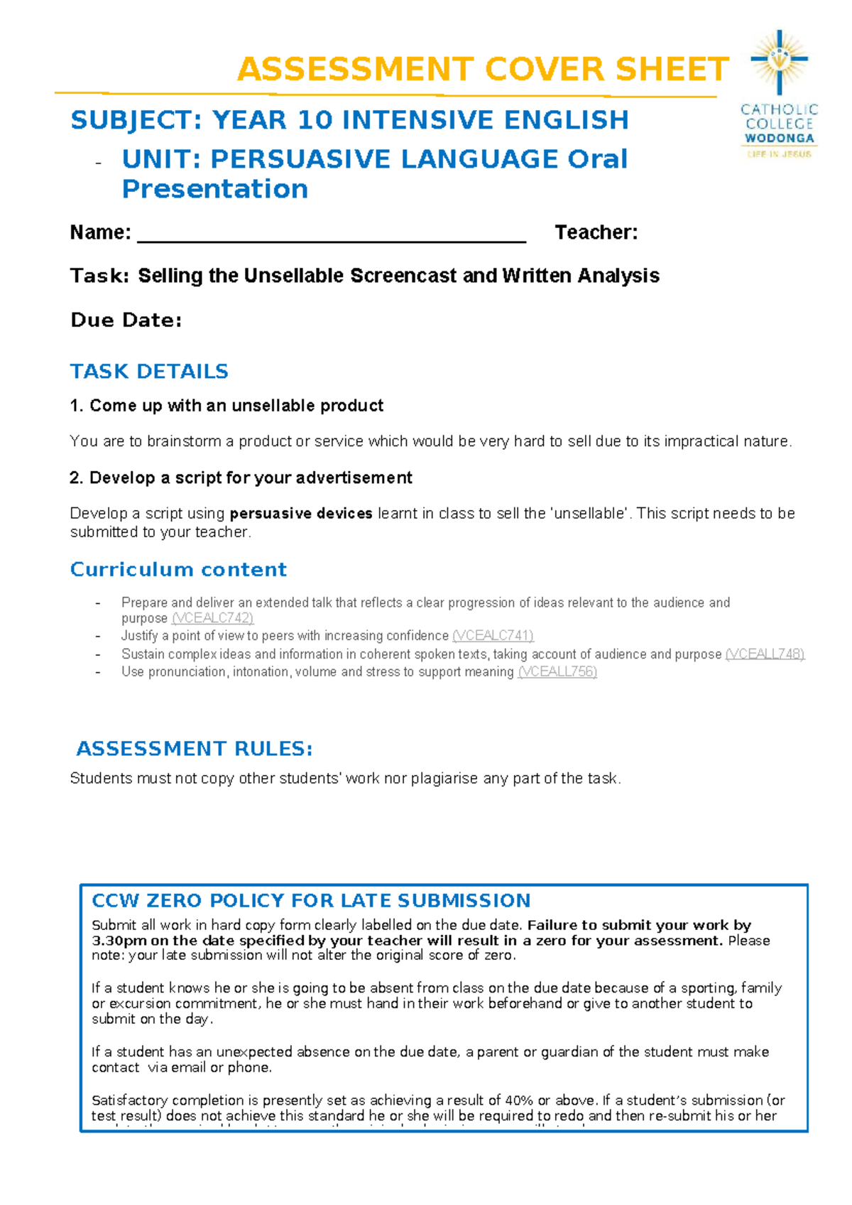 10 Int Eng 2025 Persuasive Language: Sell the Unsellable Task - Studocu
