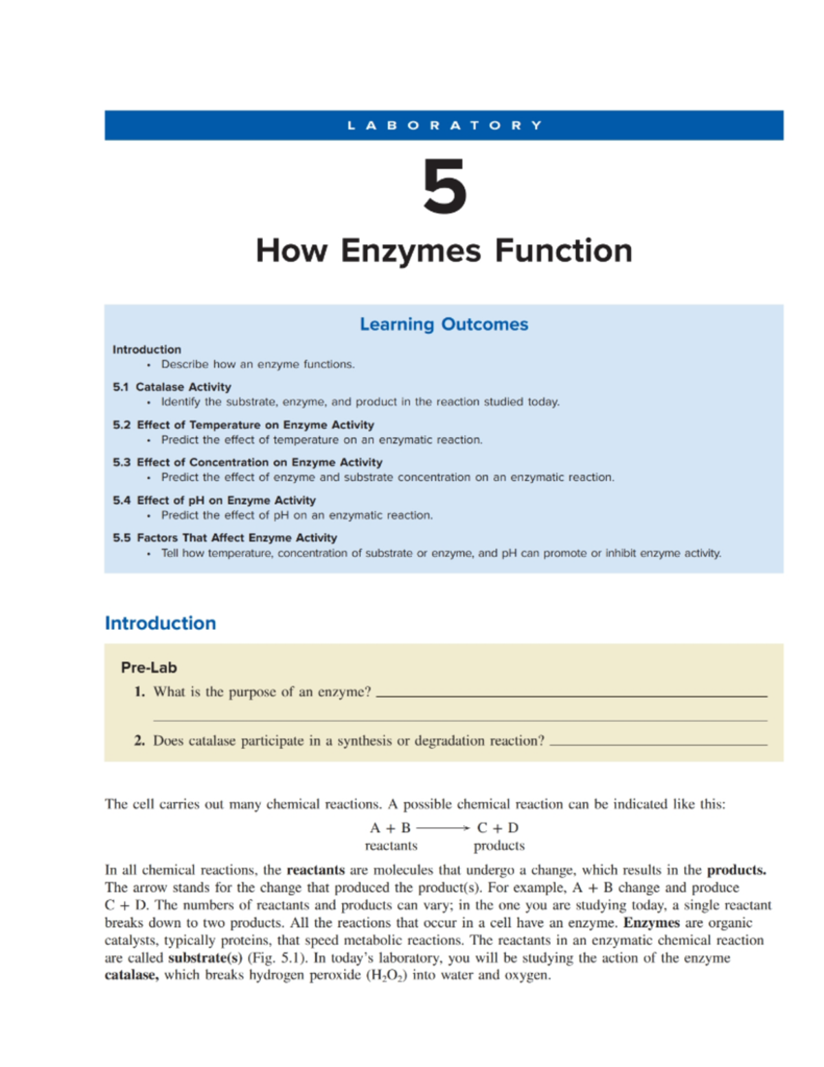 BIO 011 Lab #5 - Exploring Enzyme Function and Activity - Studocu