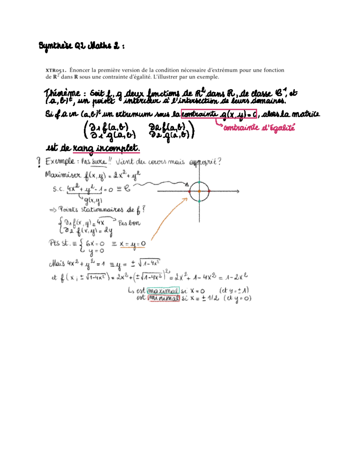 Maths Q2 - Liste de Théorie pour le Pré-Blocus de Mathématiques - Studocu