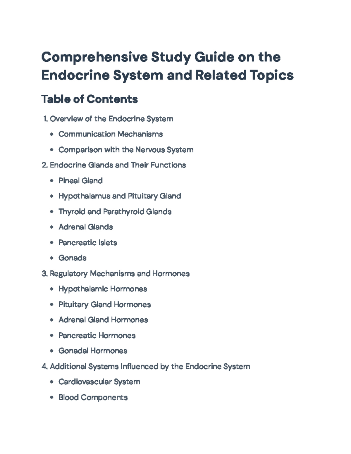 Comprehensive Study Guide: Endocrine System Overview and Functions ...