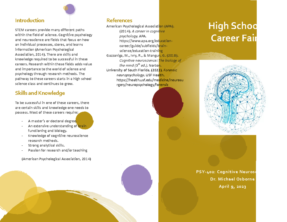 PSY-402: High School Career Fair Brochure on Cognitive Neuroscience ...