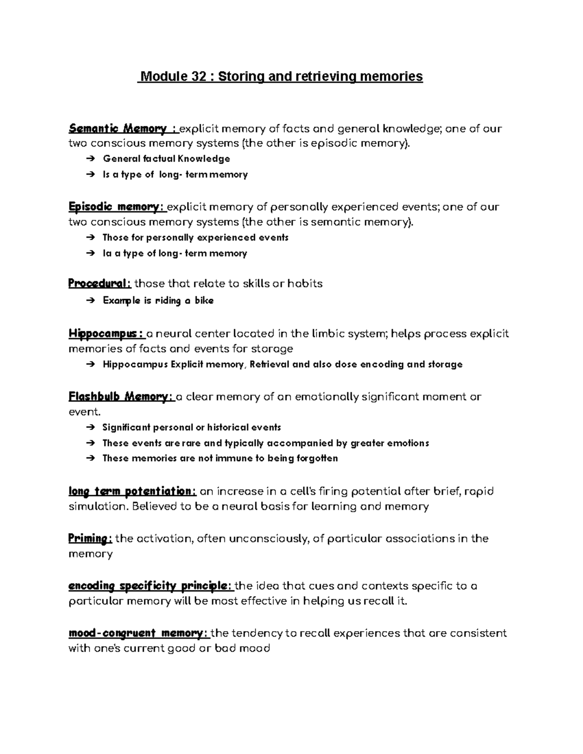 Ap psycohology - unit 5 ap psychology nots - Module 32 : Storing and ...