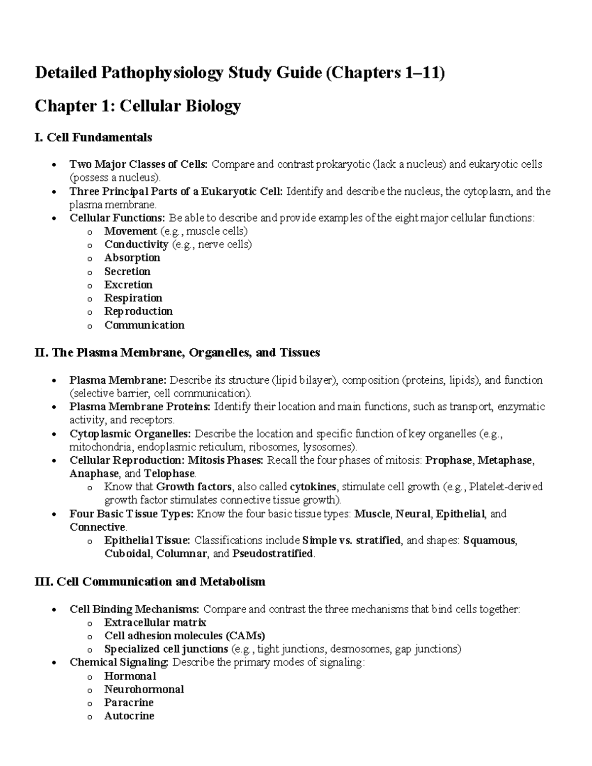 Pathophysiology Study Guide: Key Concepts & Cellular Mechanisms - Studocu