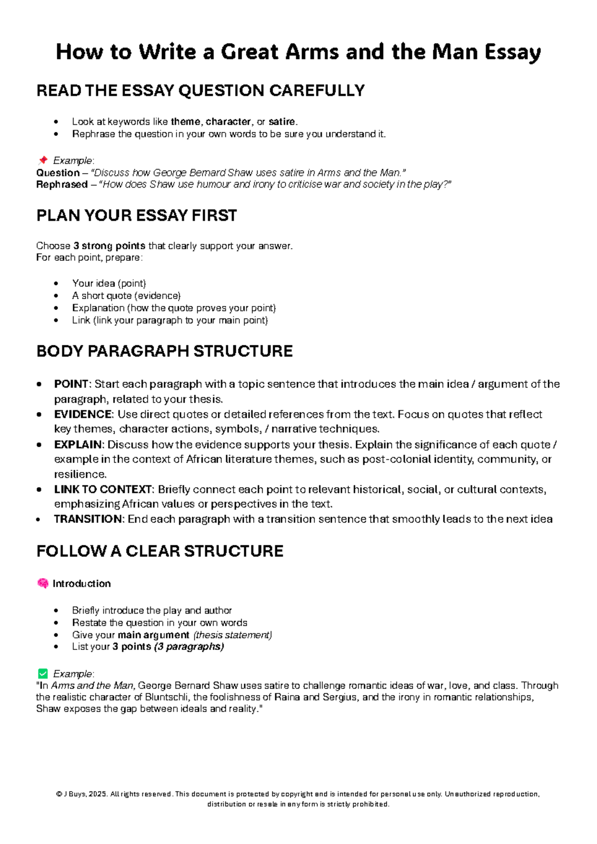 How to Craft an Effective Arms and the Man Essay Guide - Studocu