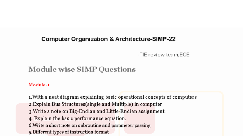 COA-ECE Super Important Questions with Diagrams and Explanations - Studocu
