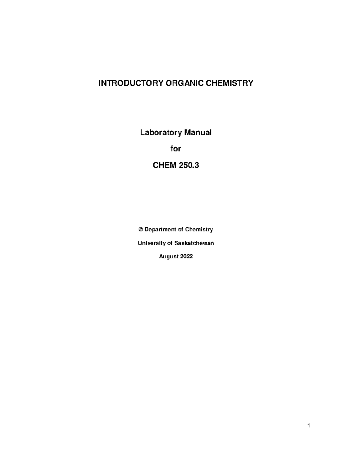 Intro and Chapter 01 - INTRODUCTORY ORGANIC CHEMISTRY Laboratory Manual ...
