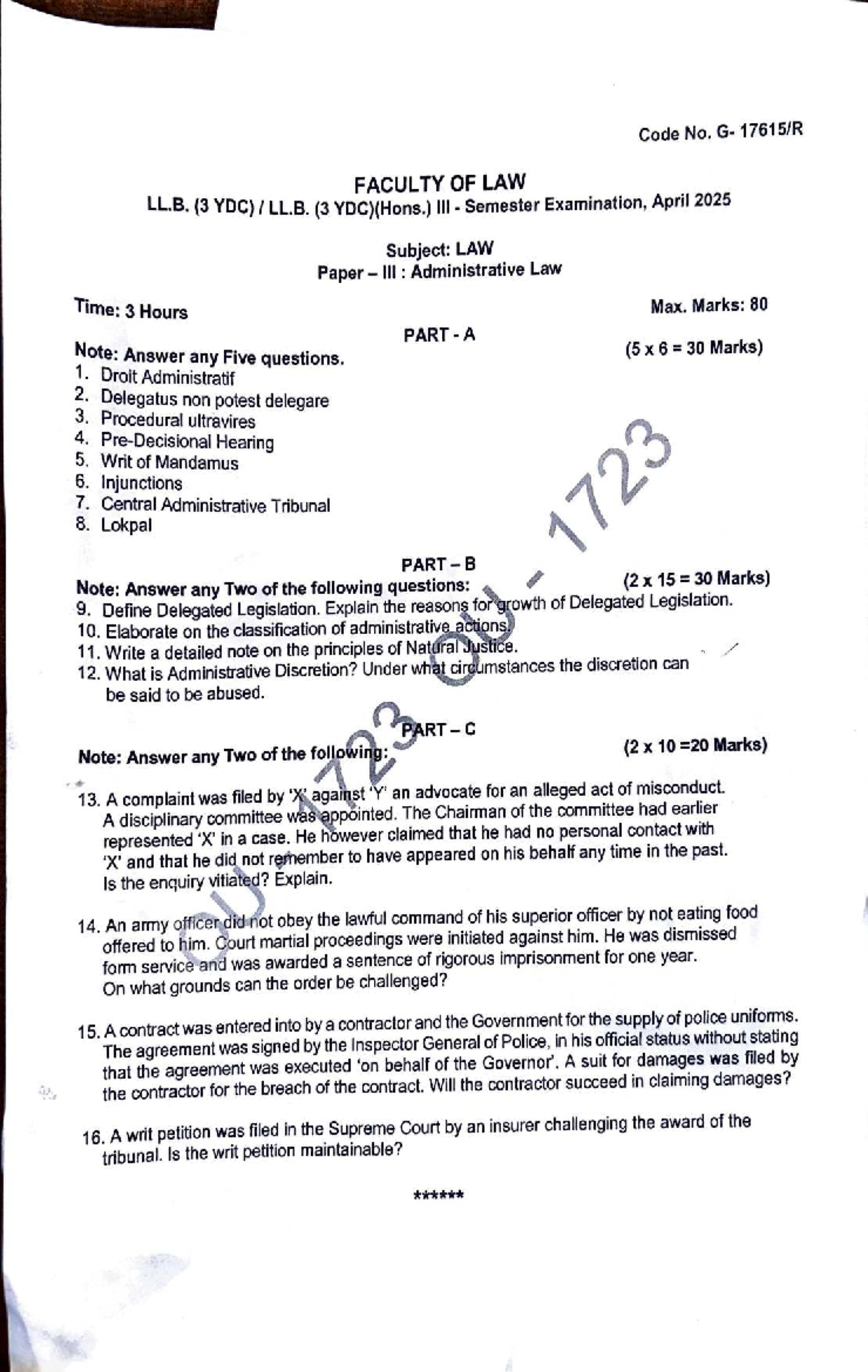 Question Paper - SEM III Law of Property - Code No. G-17615/R FACULTYOF ...