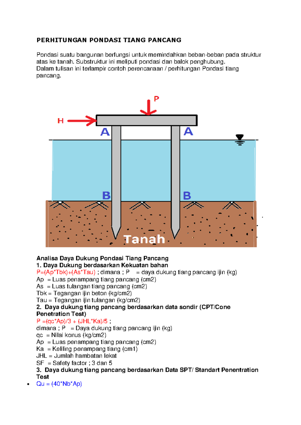 Perhitungan Daya Dukung Pondasi Tiang Pancang (ENGG 101) - Studocu