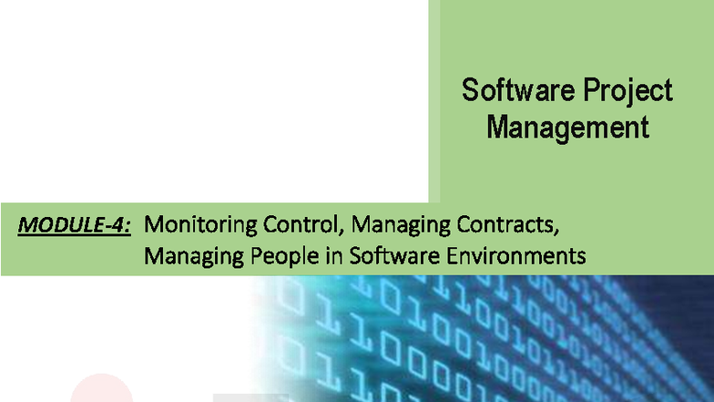 Unit-4: Monitoring Control, Managing Contracts & People in Software Projects - Studocu