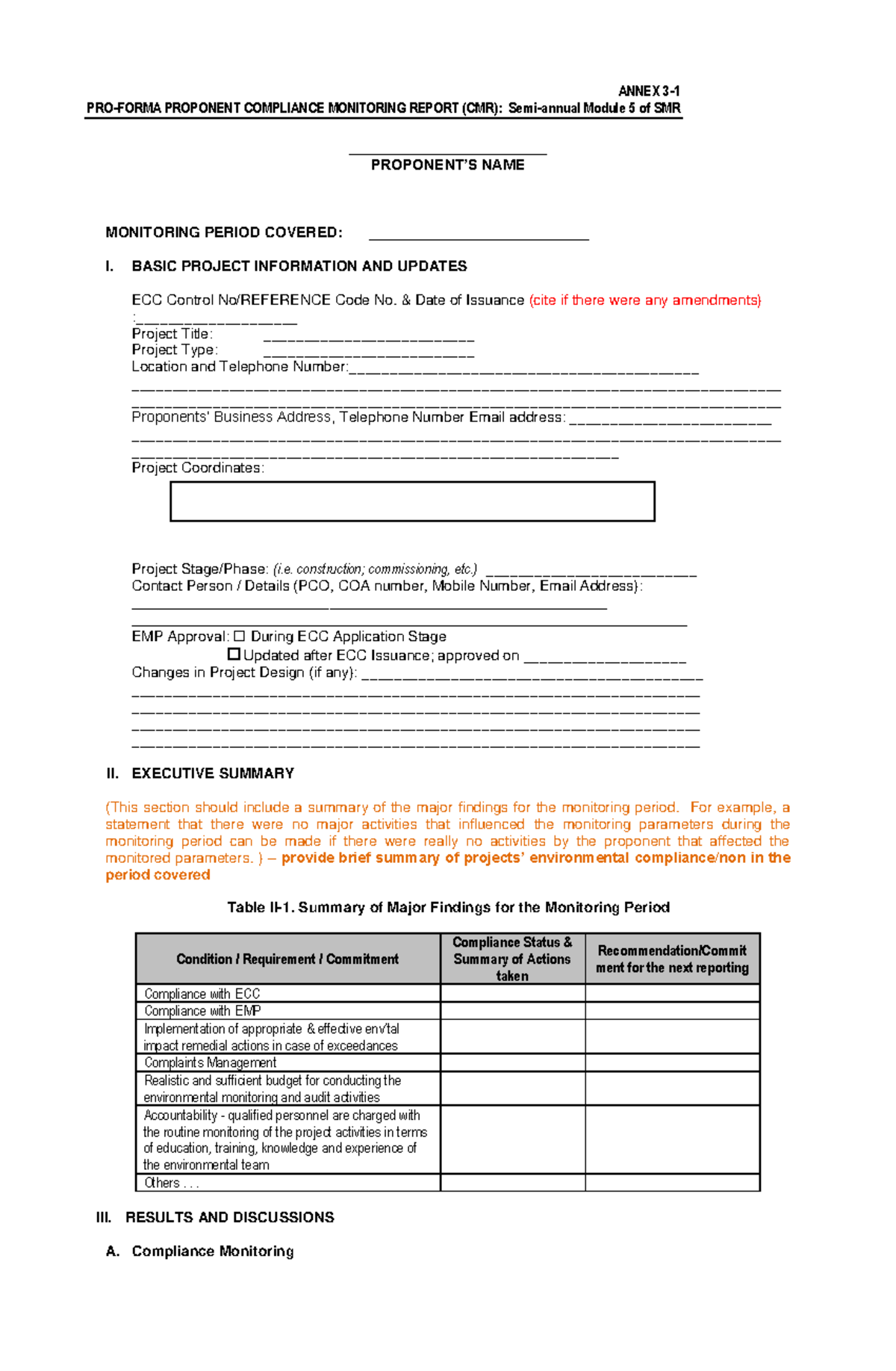 Revised Compliance Monitoring Report for ECC and EMP Conditions - Studocu