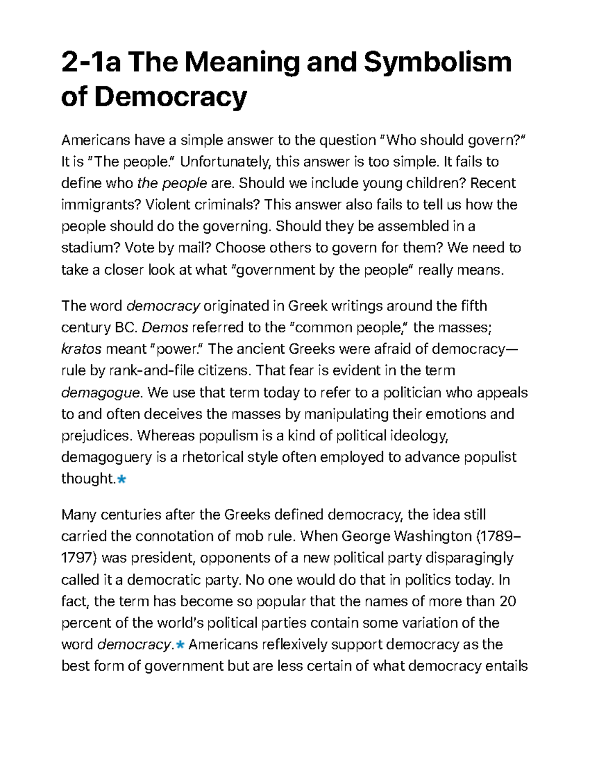 Understanding Democracy: Meaning, Symbolism, and Participation - 2-1a ...
