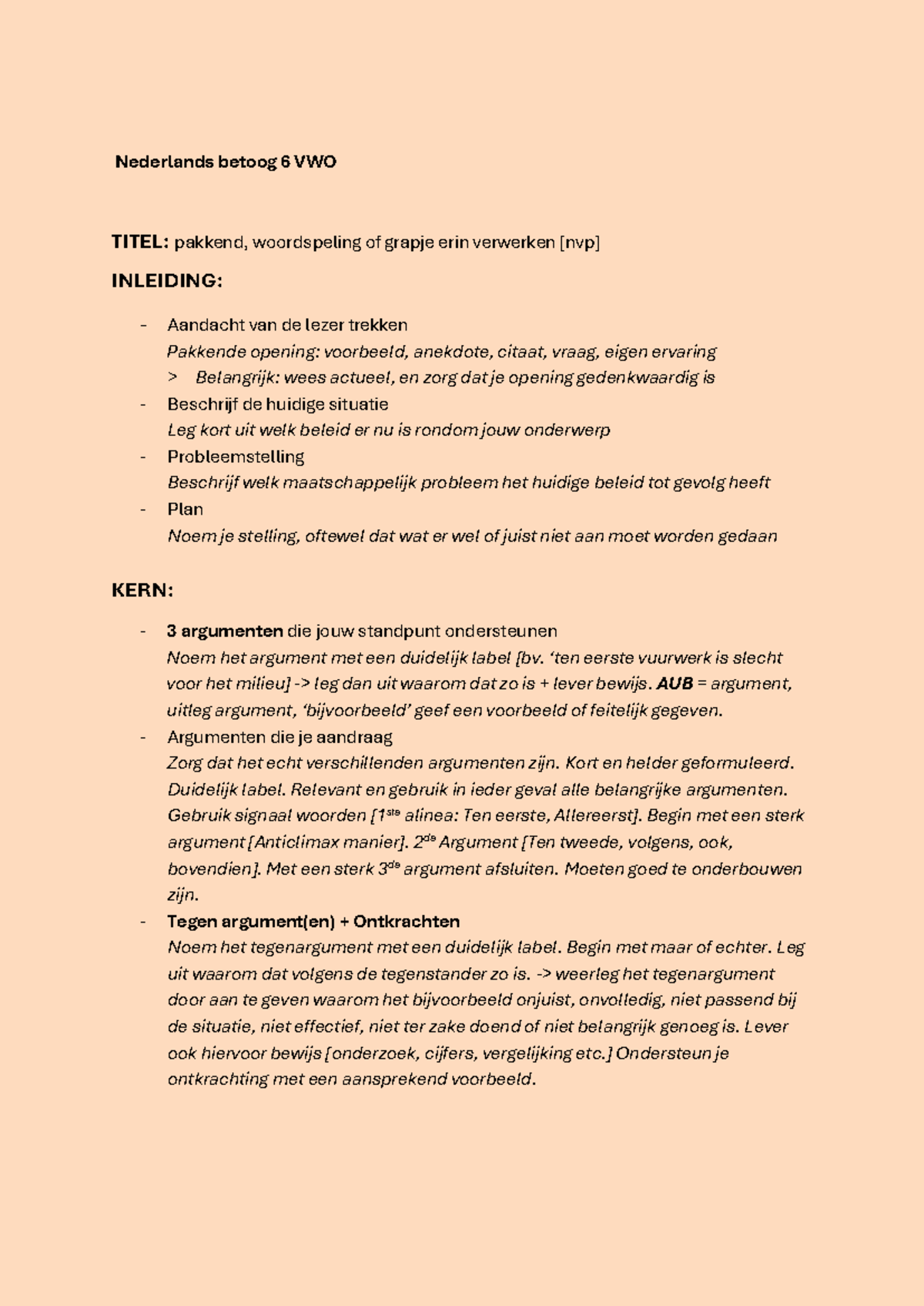 Nederlands Betoog 6 VWO: Structuur en Argumentatie Tips - Studeersnel