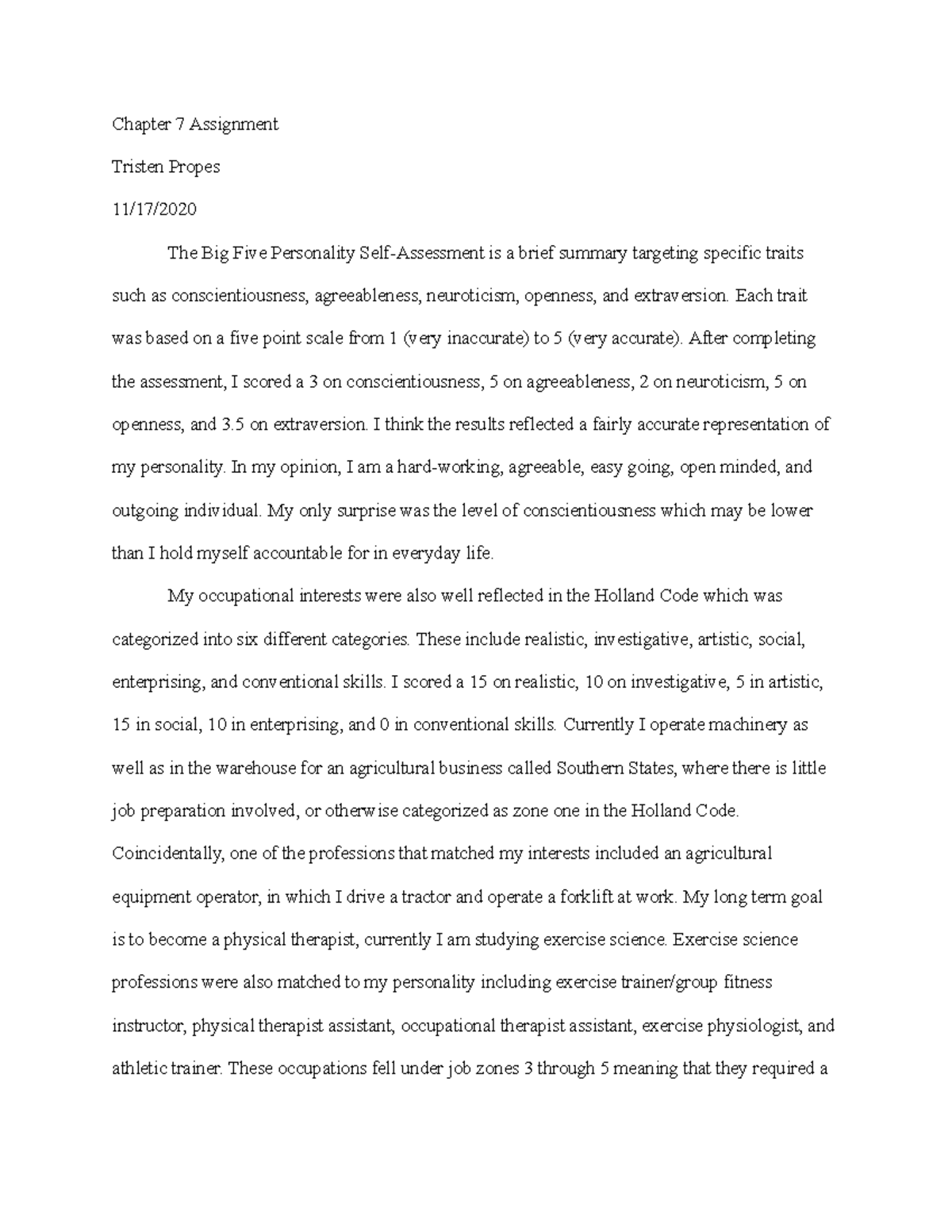 Chapter 7 Assignment - Dr. Krystal Dunaway - Chapter 7 Assignment Tristen Propes 11/17/ The Big ...