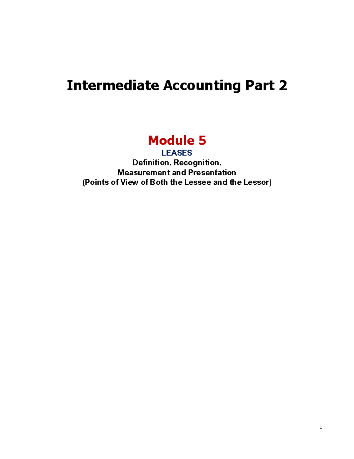 Module 5 Leases Students Partial - Intermediate Accounting Part 2 ...