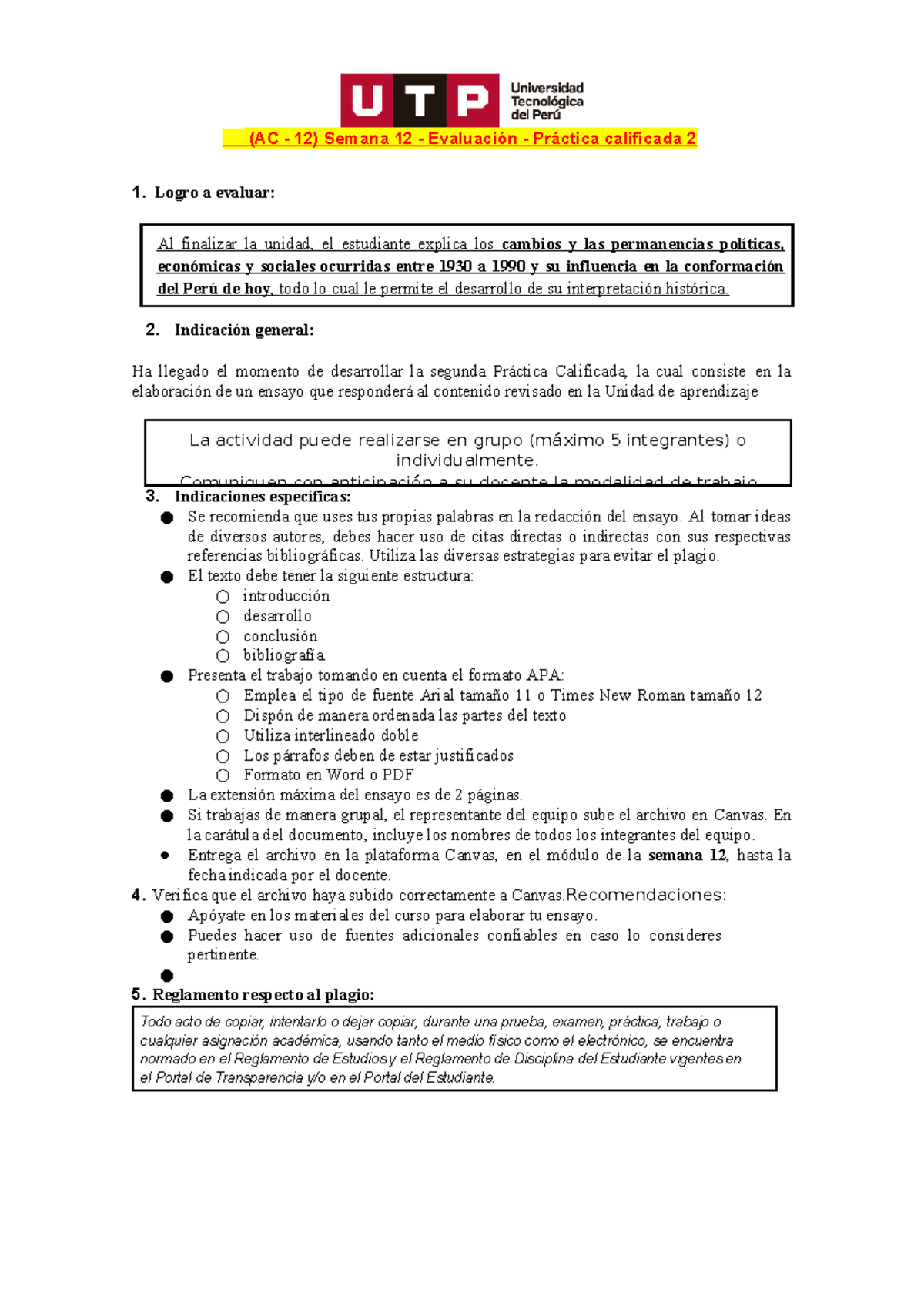 🔴 (AC - 12) Semana 12 - Evaluación - Práctica Calificada 2: Problemas y ...