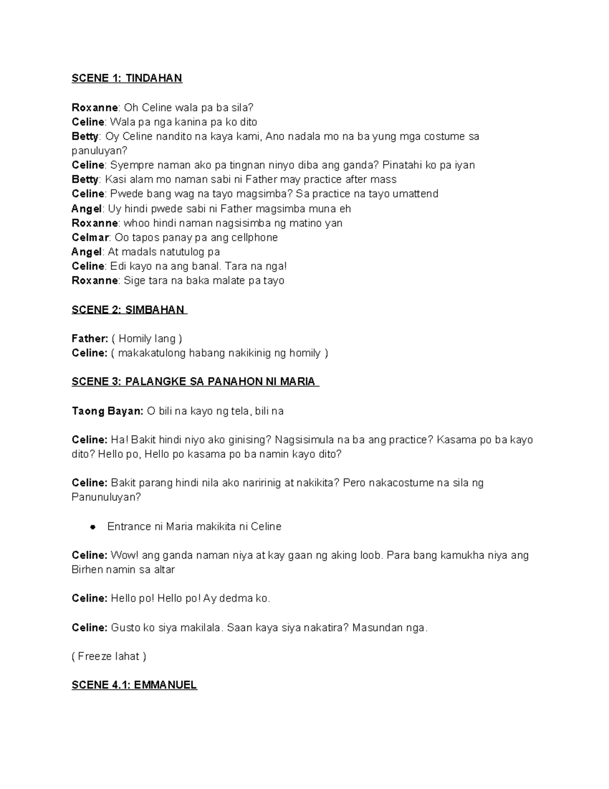 Final Script for Panuluyan Performance (SCENE 1-13) - Studocu