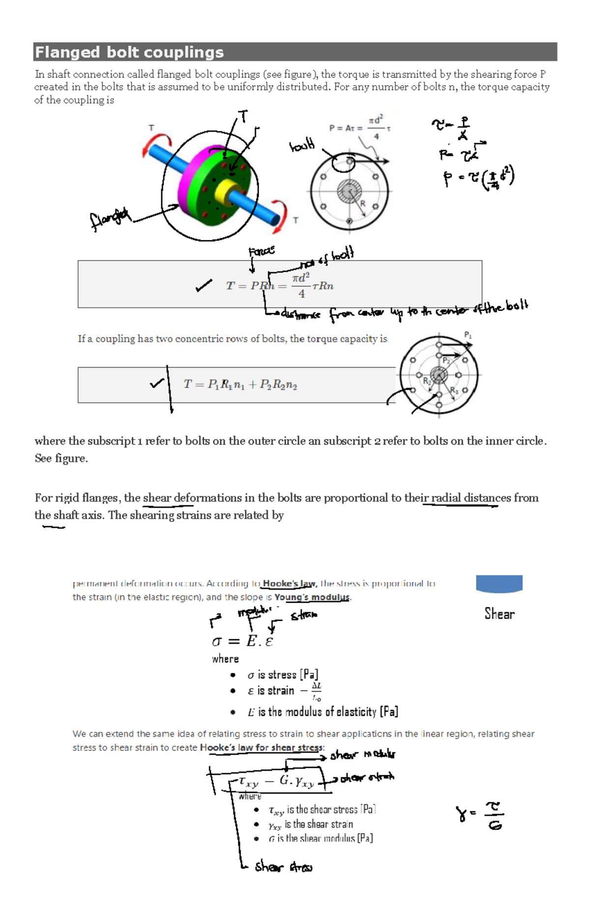 Flanged Bolt Couplings: Torque Capacity and Shearing Stress Analysis - Studocu