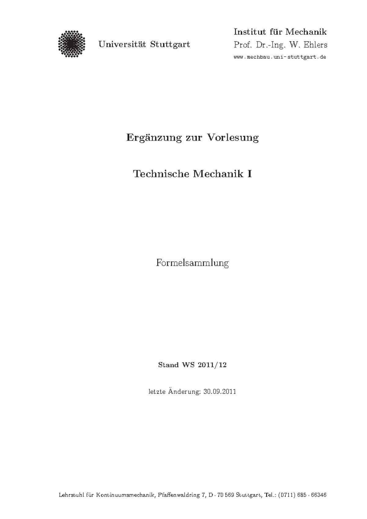 Formelsammlung TM1 - Zusammenfassung Technische Mechanik 1 - at ...