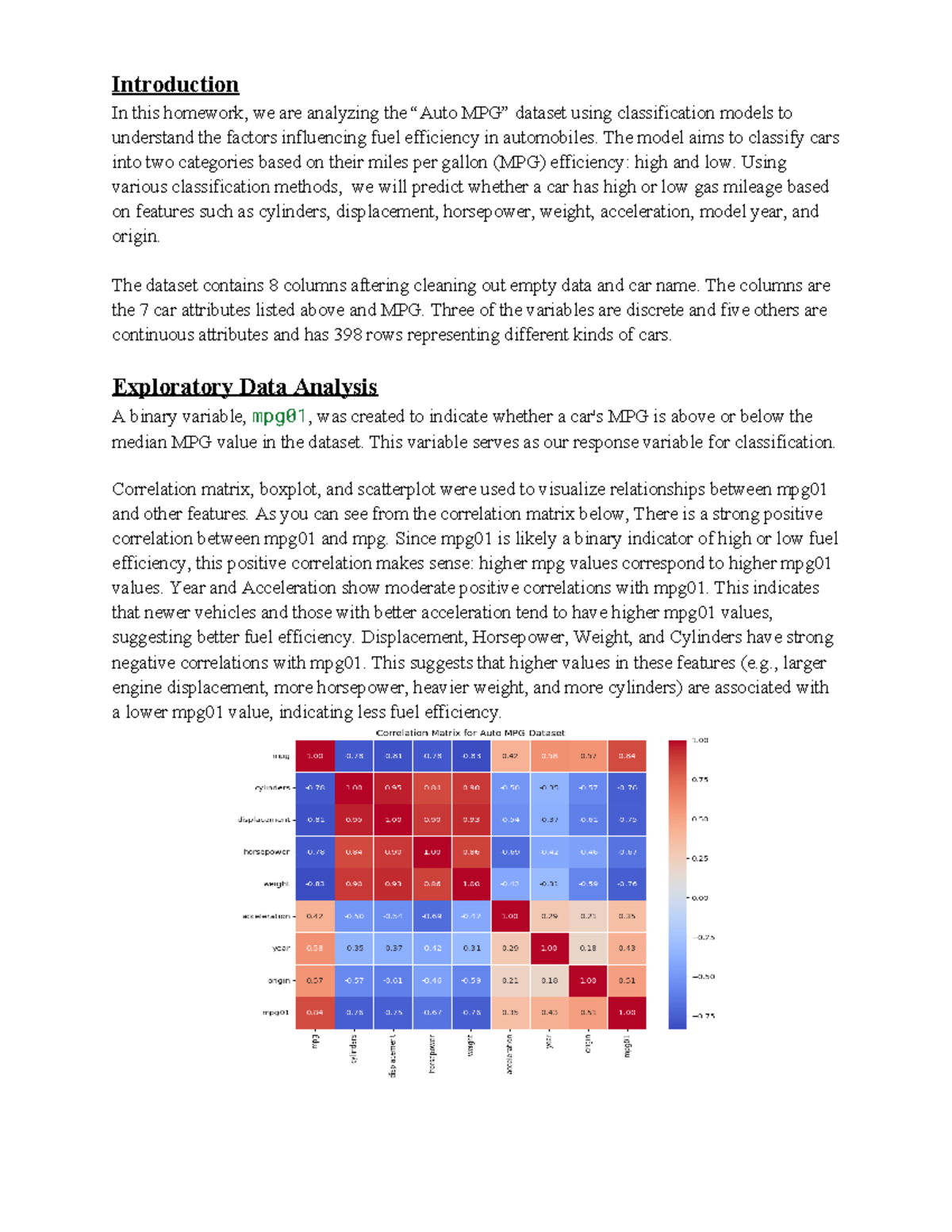 ISYE 7406 HW4 - Classification Models for Auto MPG Analysis - Studocu