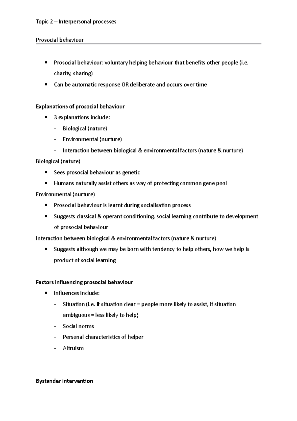 Interpersonal Processes: Understanding Prosocial Behavior and ...