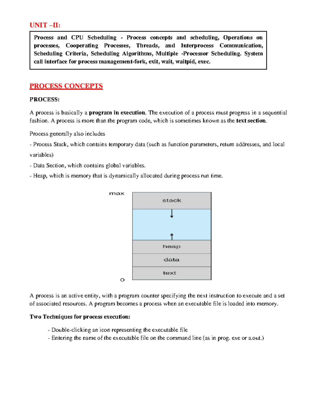 OS UNIT-2: Process Concepts and Scheduling Notes - Studocu