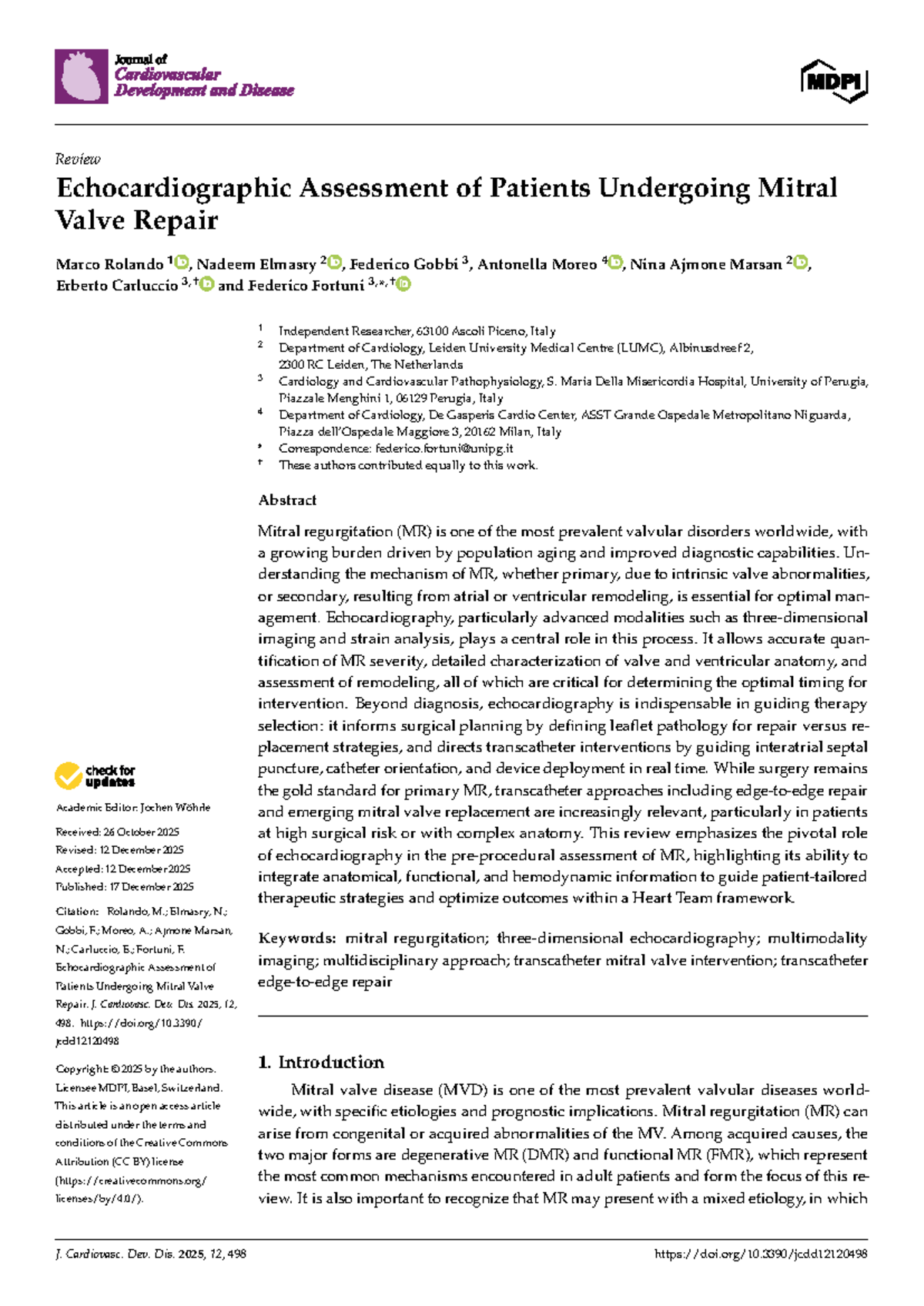 Echocardiographic Assessment in Mitral Valve Repair: Insights and ...