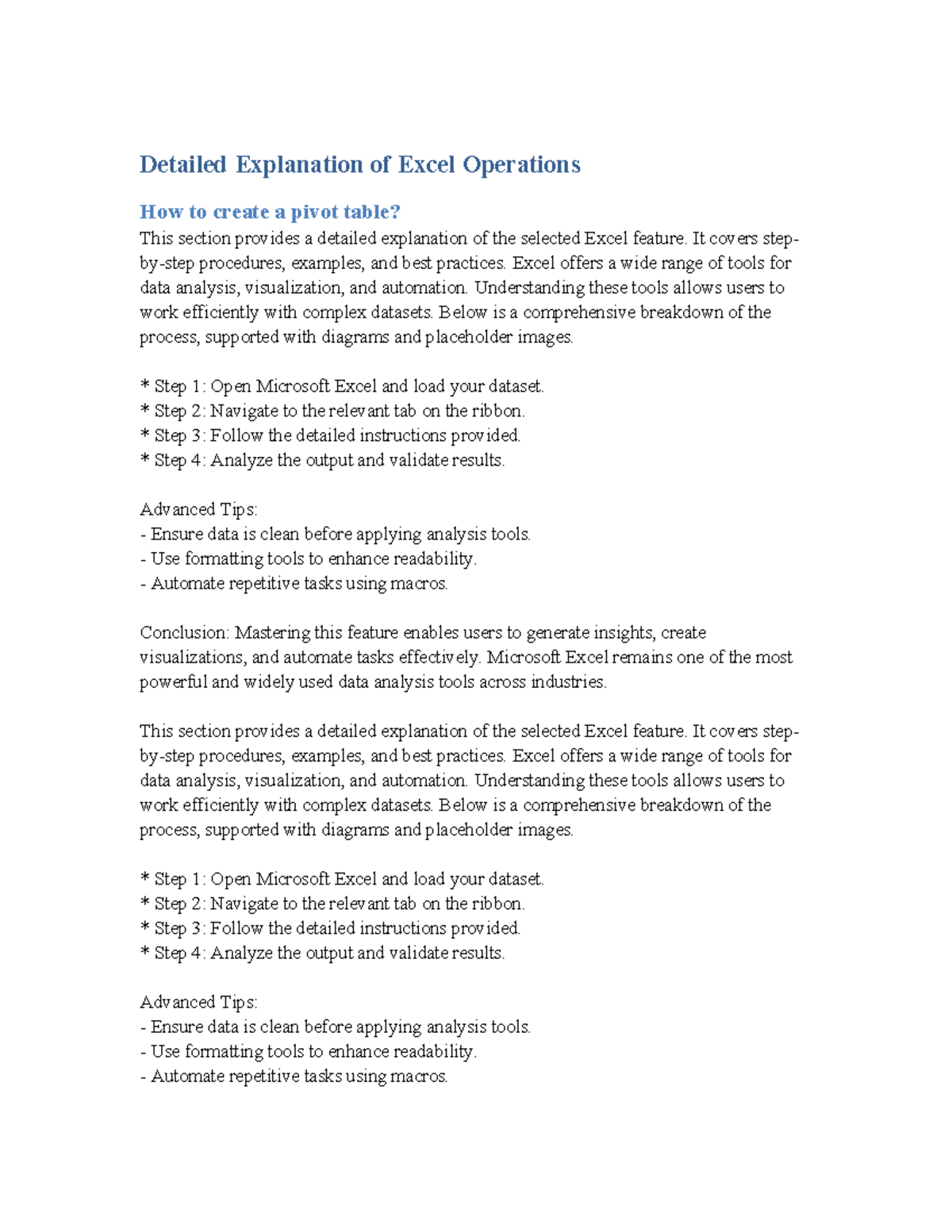 Excel Operations: Creating Pivot Tables, Charts & More (ITP-2) - Studocu