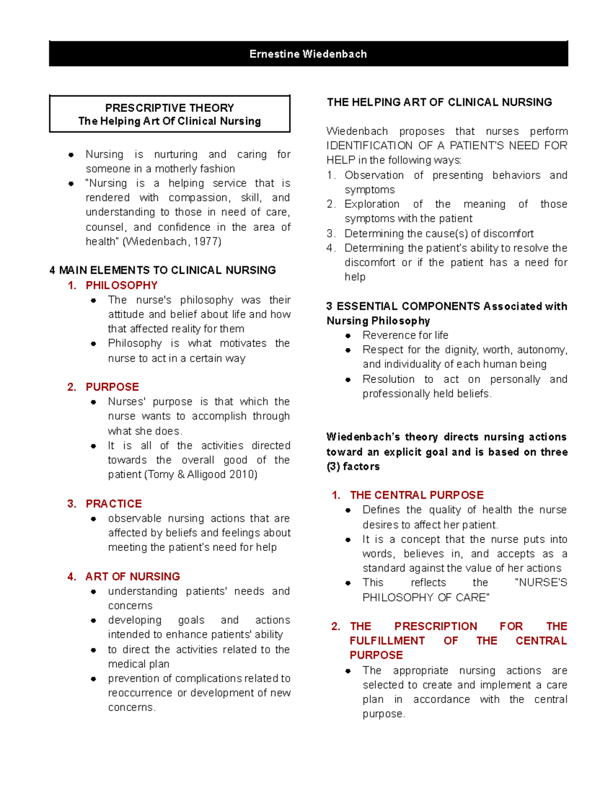 Prescriptive Theory The Helping Art Of Clinical Nursing - Ernestine ...